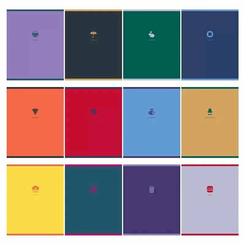 Комплект (12 шт.) предметных тетрадей 48л. BG Monocolor. Element, ламинация soft-touch, выборочный лак, 70 гр/м2, пенал