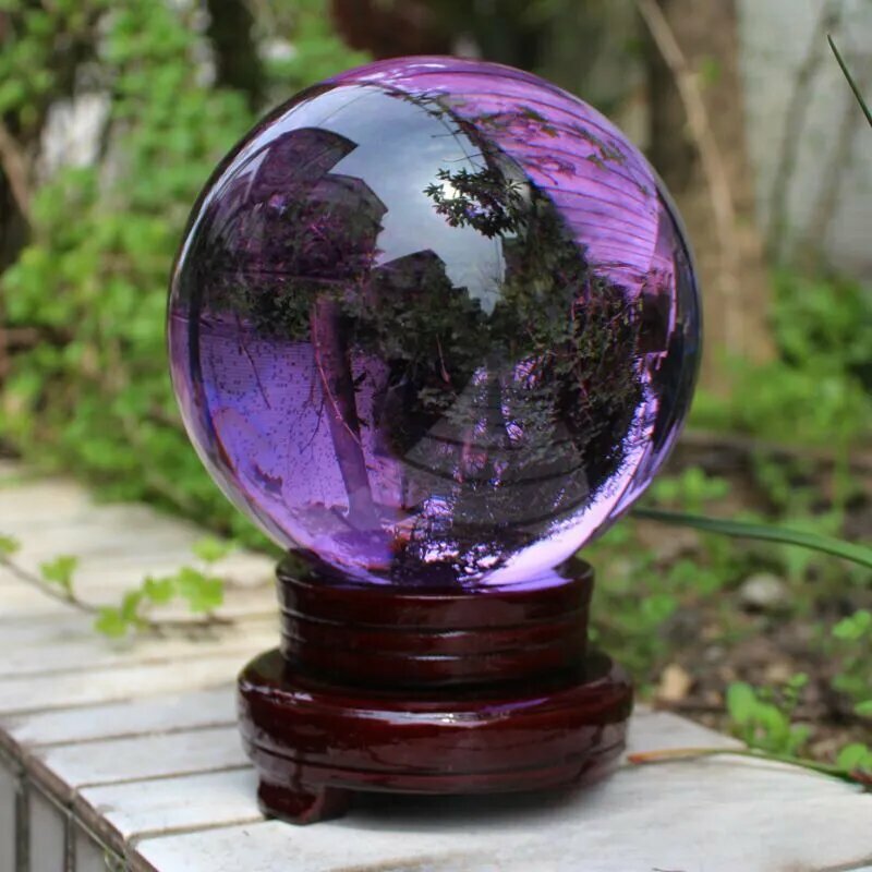 Магический фиолетовый хрустальный шар, гадание, ритуал, с подставкой