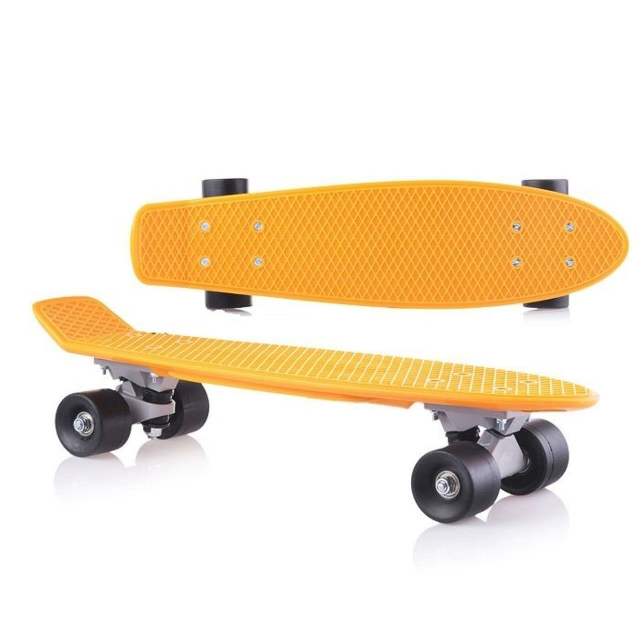 Скейтборд "Orange", пластик, нагрузка до 80кг, диаметр колес 56мм, ABEC-7, 56x15см