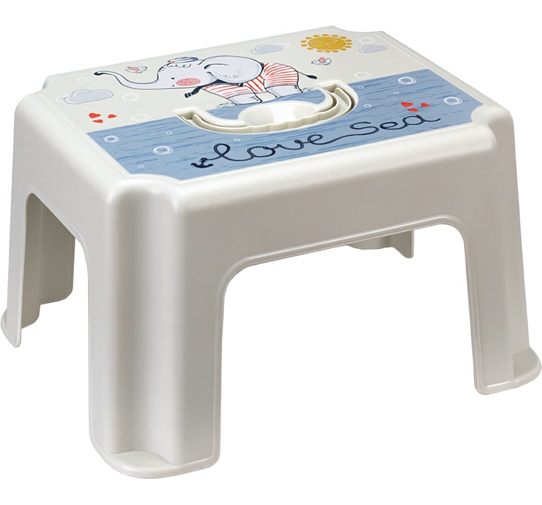 Табурет-подставка детский «Веселые картинки» с ручкой, пластик, 19х31х26 см, дизайн Слоник