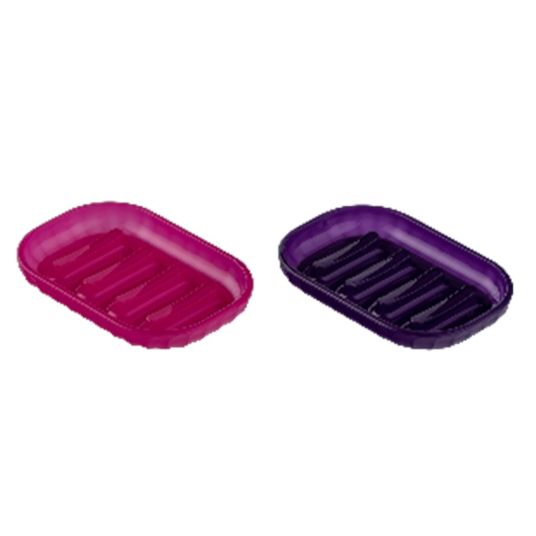 Мыльница открытая, ассорти, овальная, рифленая, пластиковая, 2 цвета