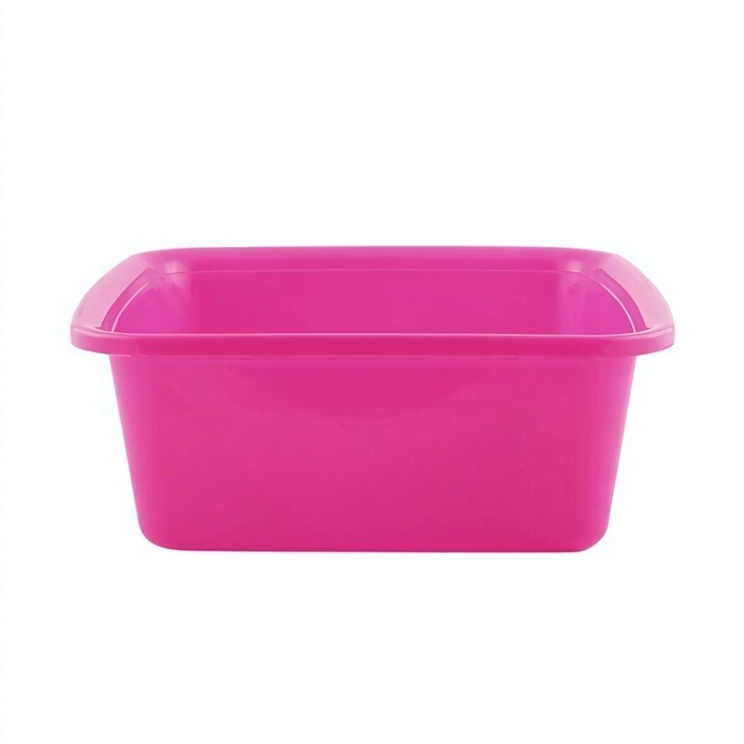 Таз пластиковый, 7 л, прямоугольный, розовый, гладкий, для дома, компактное хранение