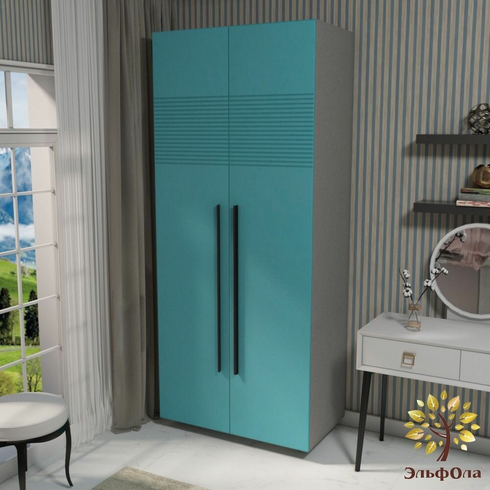 Распашной шкаф ЭльфОла "Эстет2", ЛДСП, МДФ, 100 см x 55 см x 235 см, серый