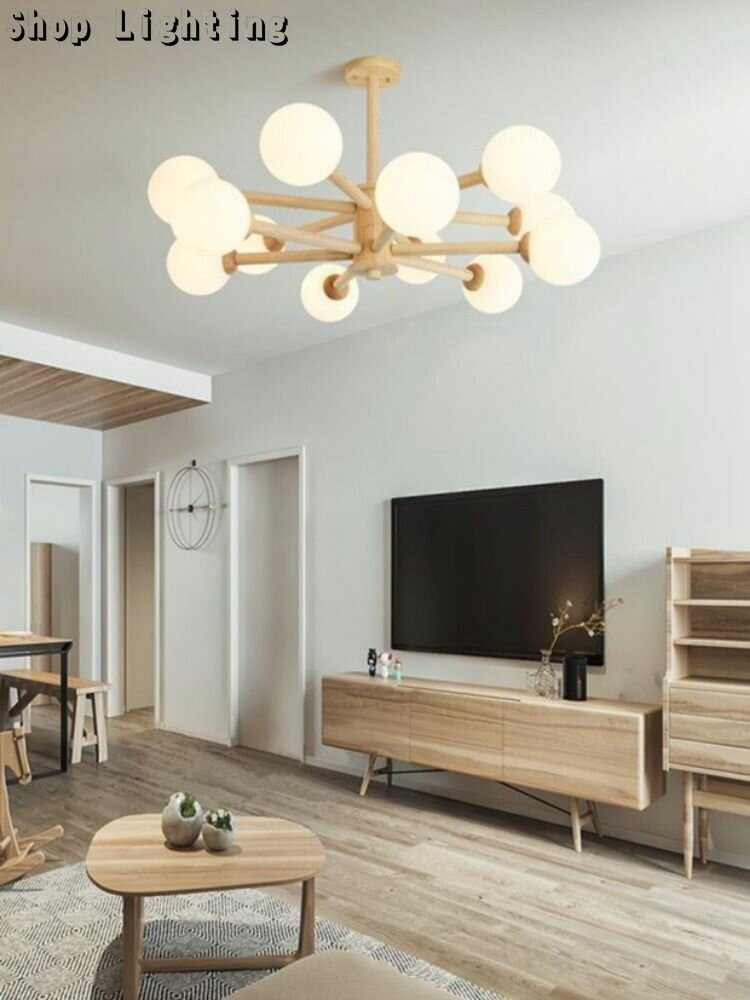 Люстра из цельного дерева в виде волшебных бобов