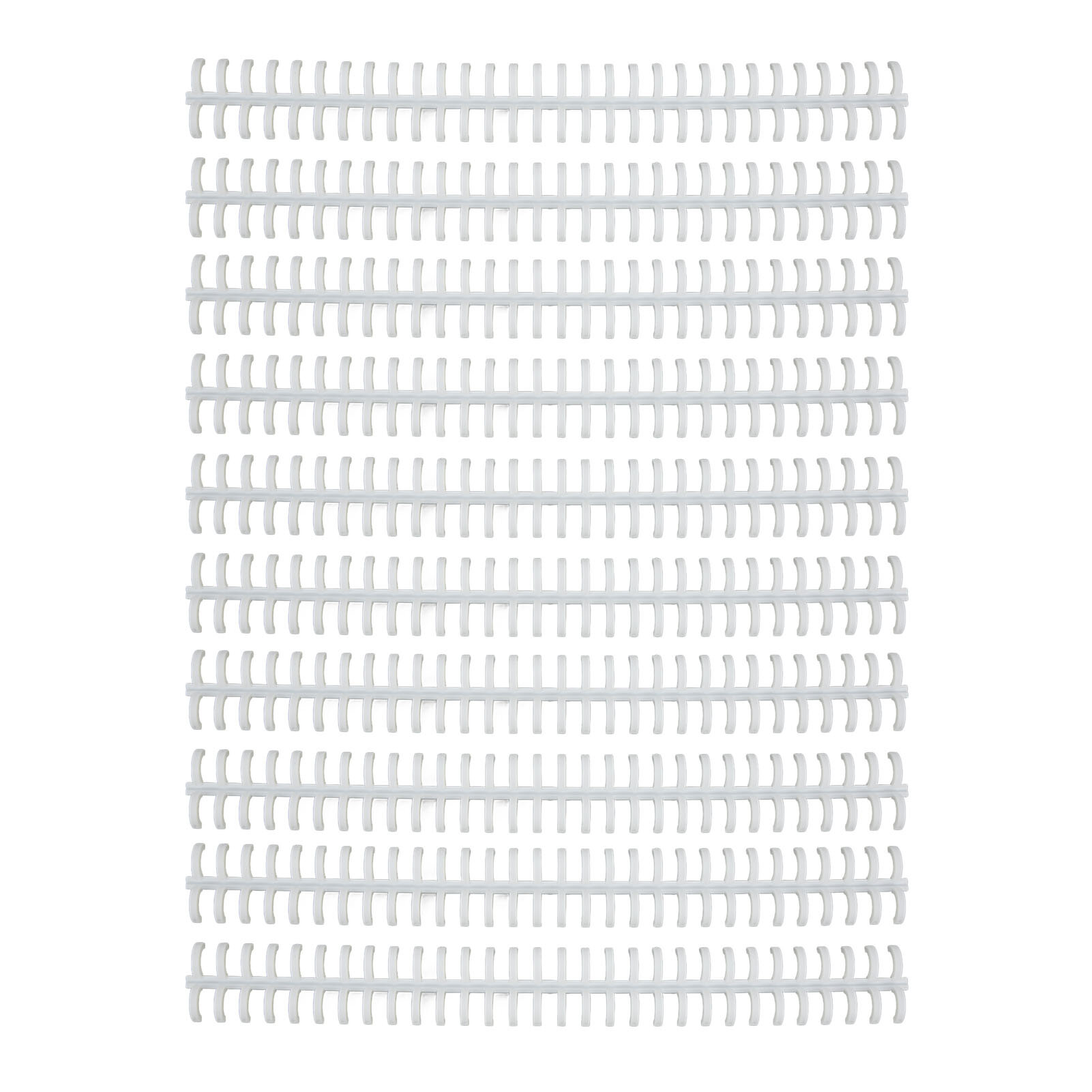 10 шт, корешок для переплета с отрывными листами, 30 отверстий, износостойкий полипропиленовый пластик, 10 мм, белый