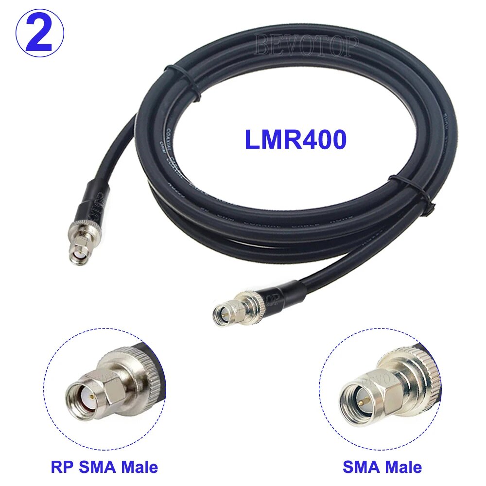 BEVOTOP коаксиальный кабель SMA-SMA LMR400 50 Ом 50 см 10M, SMA M to RPSMA M