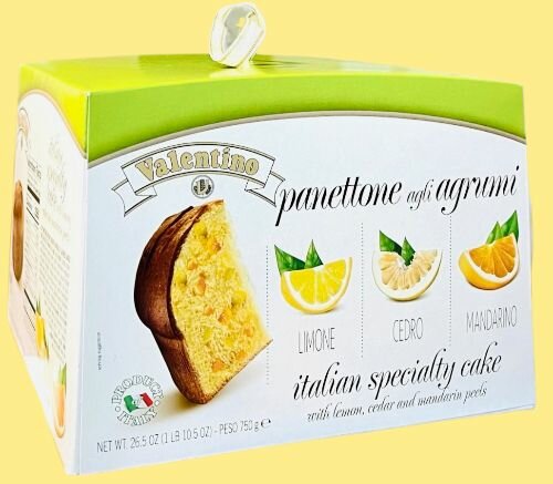 Кулич (Кекс) Панеттоне, с цитрусовыми цукатами, 750гр, Valentino (Италия)