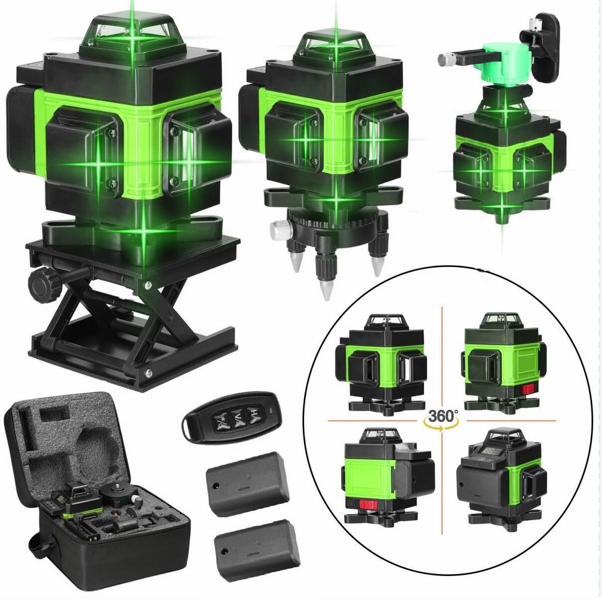 Лазерный нивелир Huepar 360°, класс 2, 16 линий, дальность 20 м, IP54