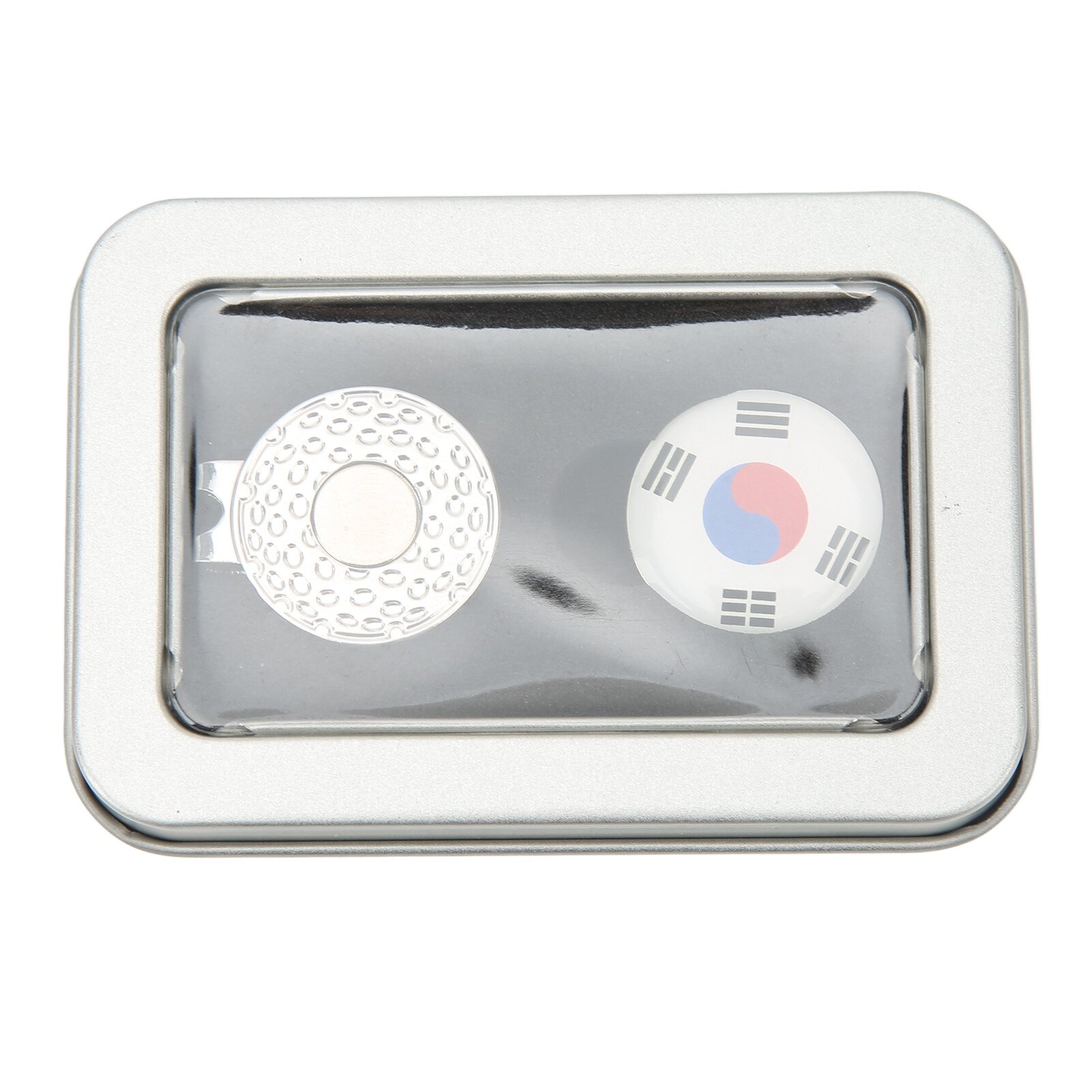 Зажим для шляпы с изображением маркера для мяча для гольфа и национального флага. Аксессуары, подарок, серебристый цвет.