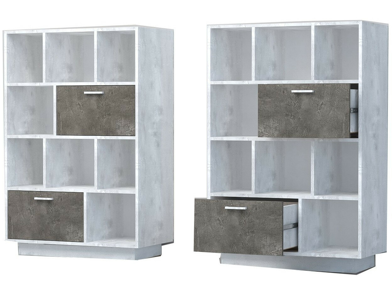 Комод К-1 ПД, в скандинавском стиле, Камень темный/Бетон Светлый