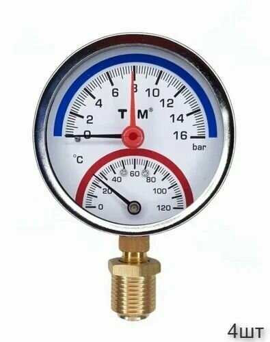 Термоманометр радиальный, TIM, 16 бар, Y-80-16 4шт