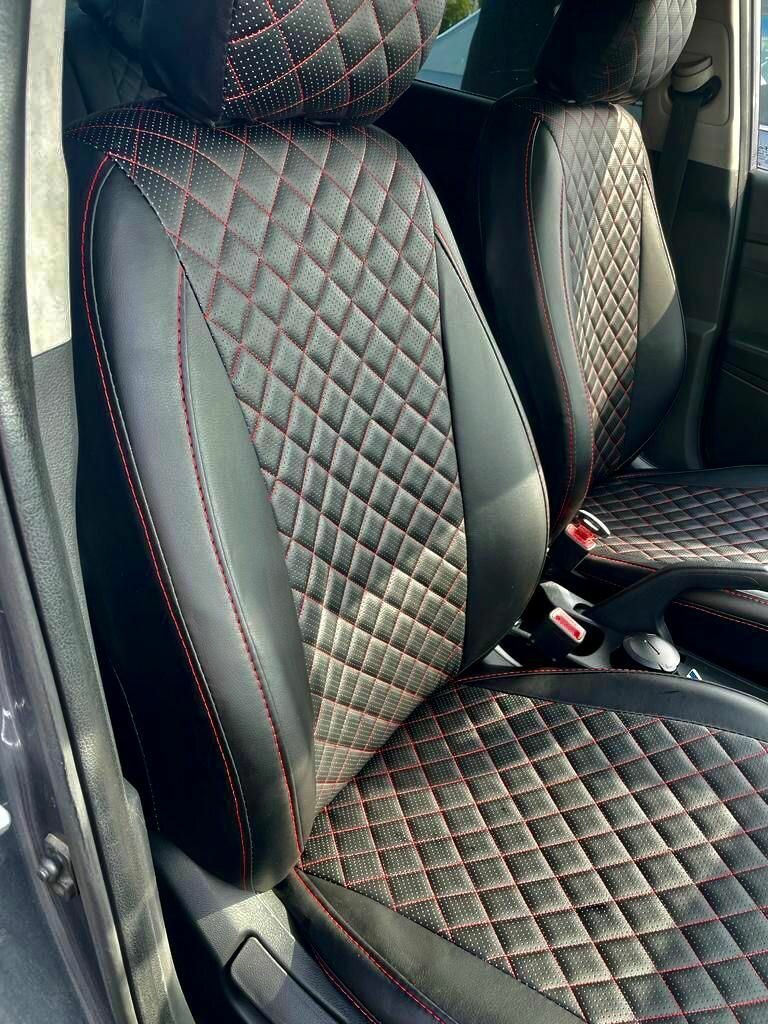 Авточехлы с ромбом для Hyundai Solaris 2 (задняя спинка 60/40) с 2017 г. / Kia Rio 4