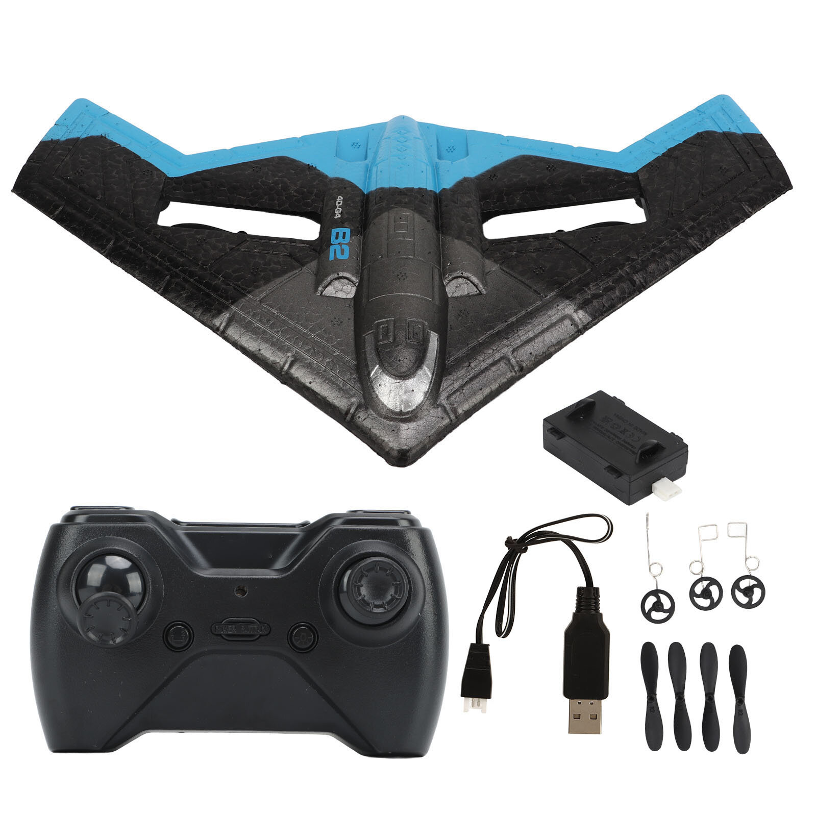 Радиоуправляемый планер 2,4 ГГц, модель самолета с защитой от столкновений, игрушка для детей, синий, 2 батарейки.