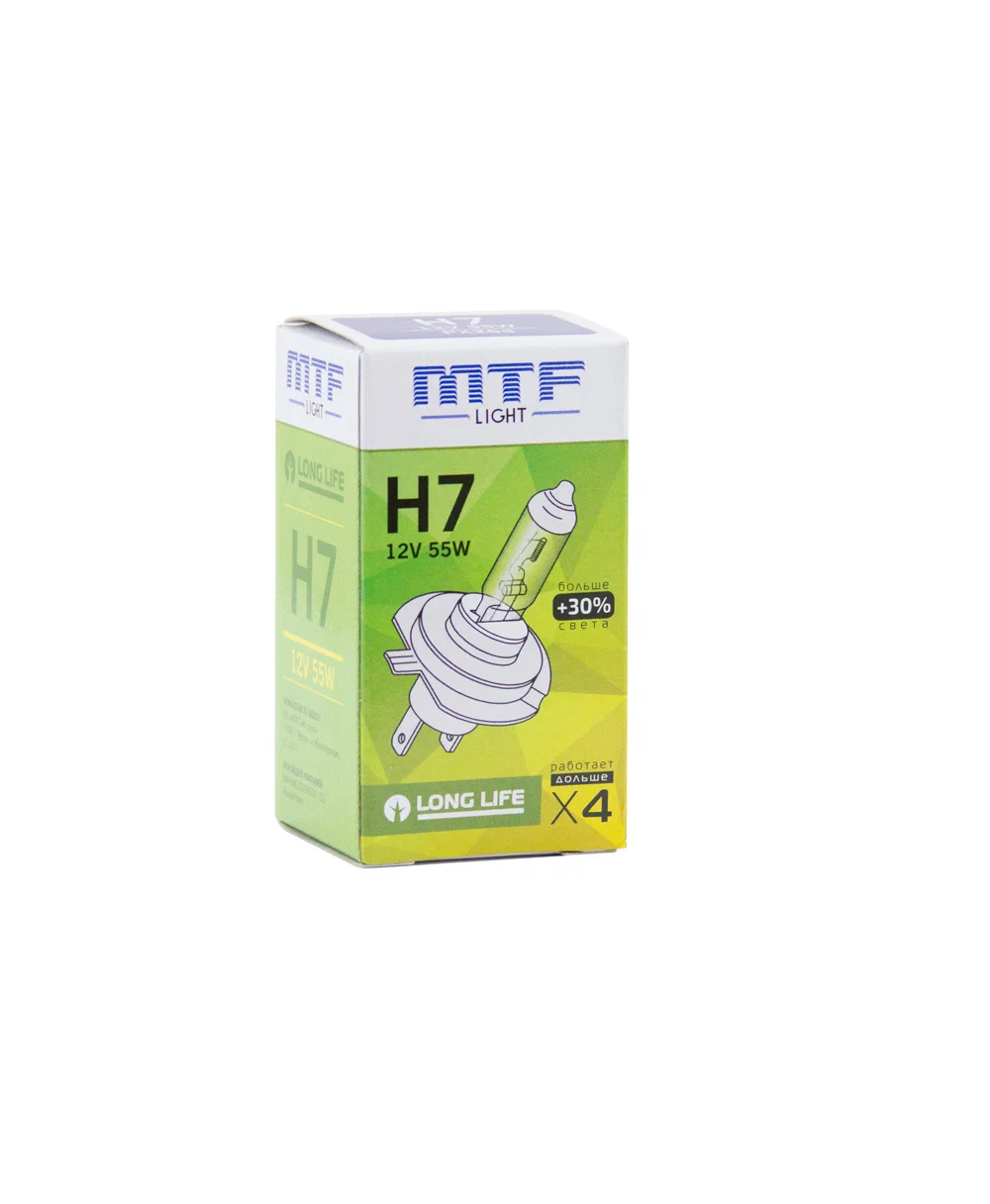 Галогеновые лампы MTF light LONG LIFE x4 +30% H7 12V (2 лампы)