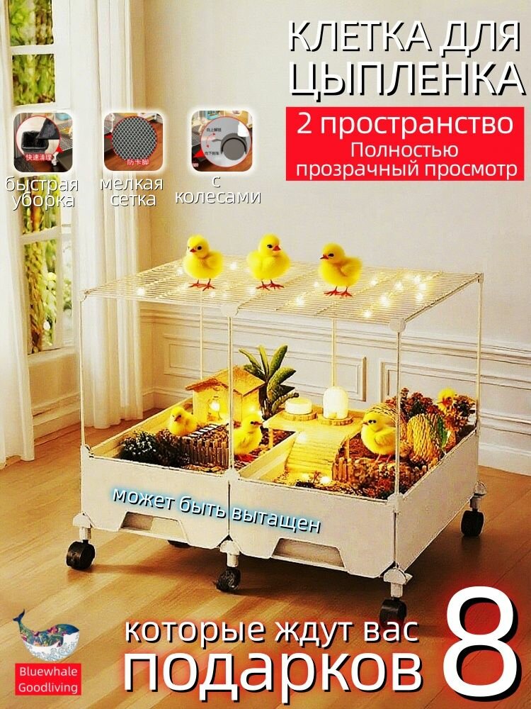 Клетка для цыплят. Прозрачная смотровая площадка. Подходит для цыплят и других домашних грызунов.70х45 х 60см. Включает в себя бесплатный подарочный набор. Подарок для друга.