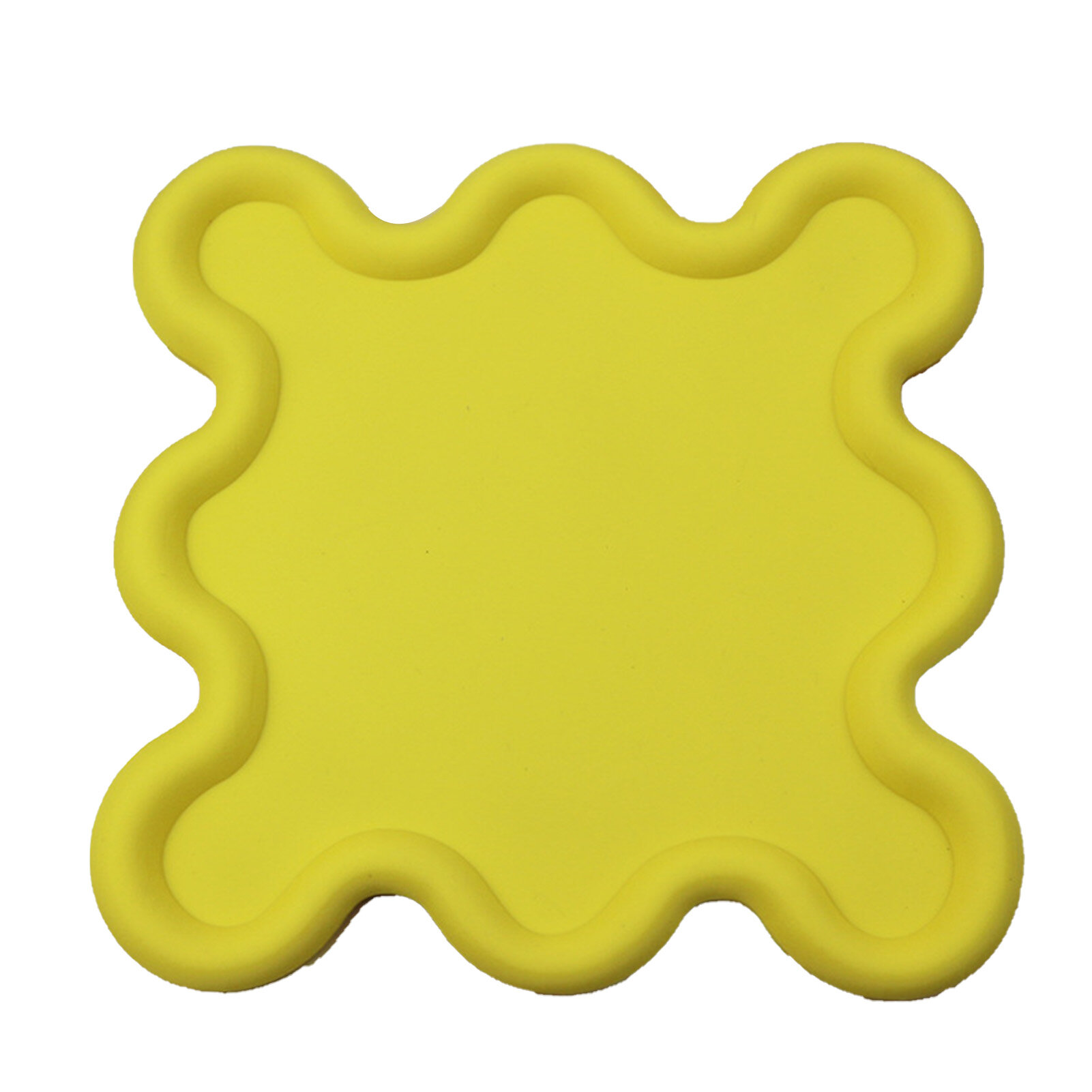 Чашка коврика ПВХ нерегулярная форма теплостойкой, сопротивляющийся водонепроницаемой домашней миске для кухни желтый