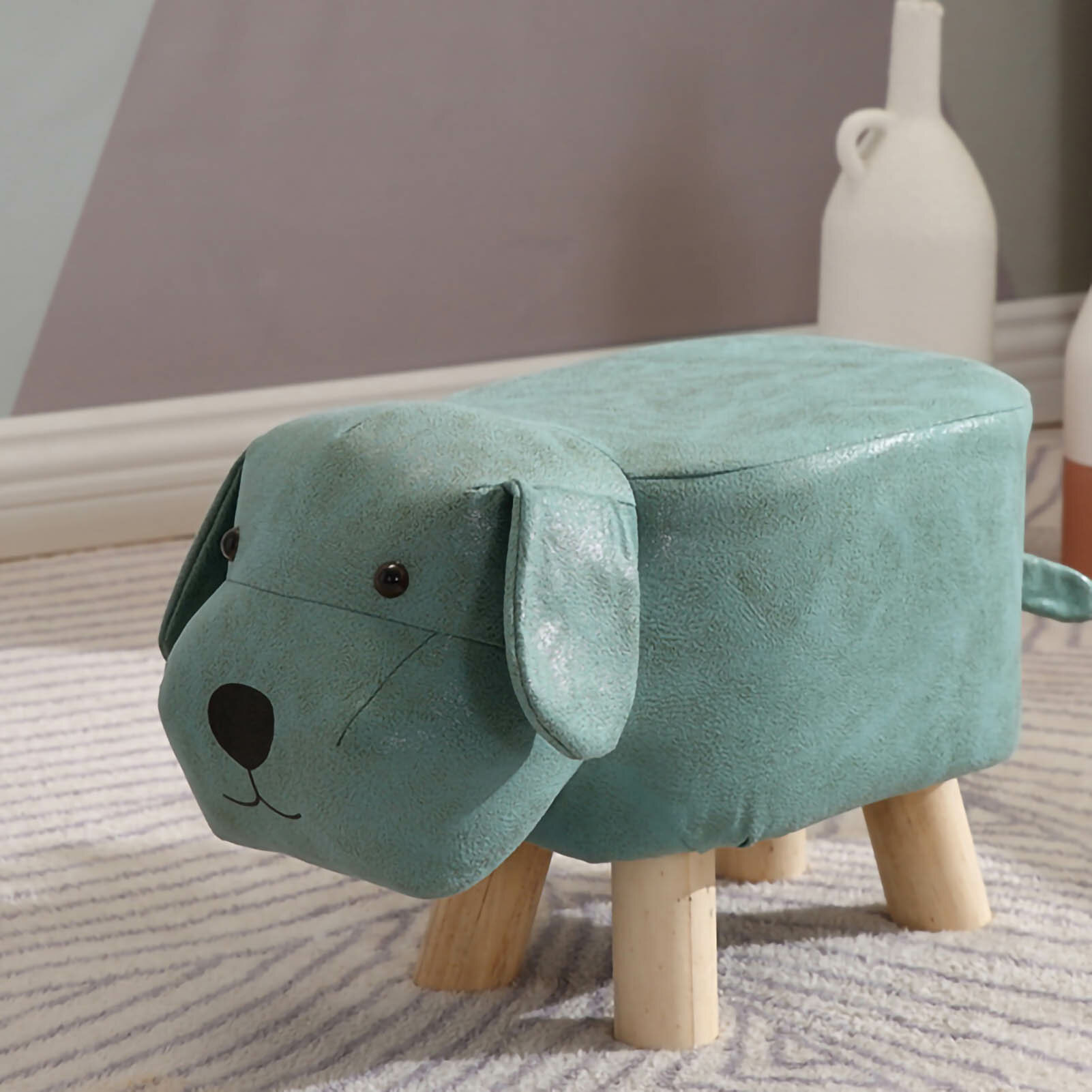 Детские деревянные низкие табуретки с милым рисунком, детский табурет в форме маленькой собаки, табурет для дома, детского сада, светло-зеленый