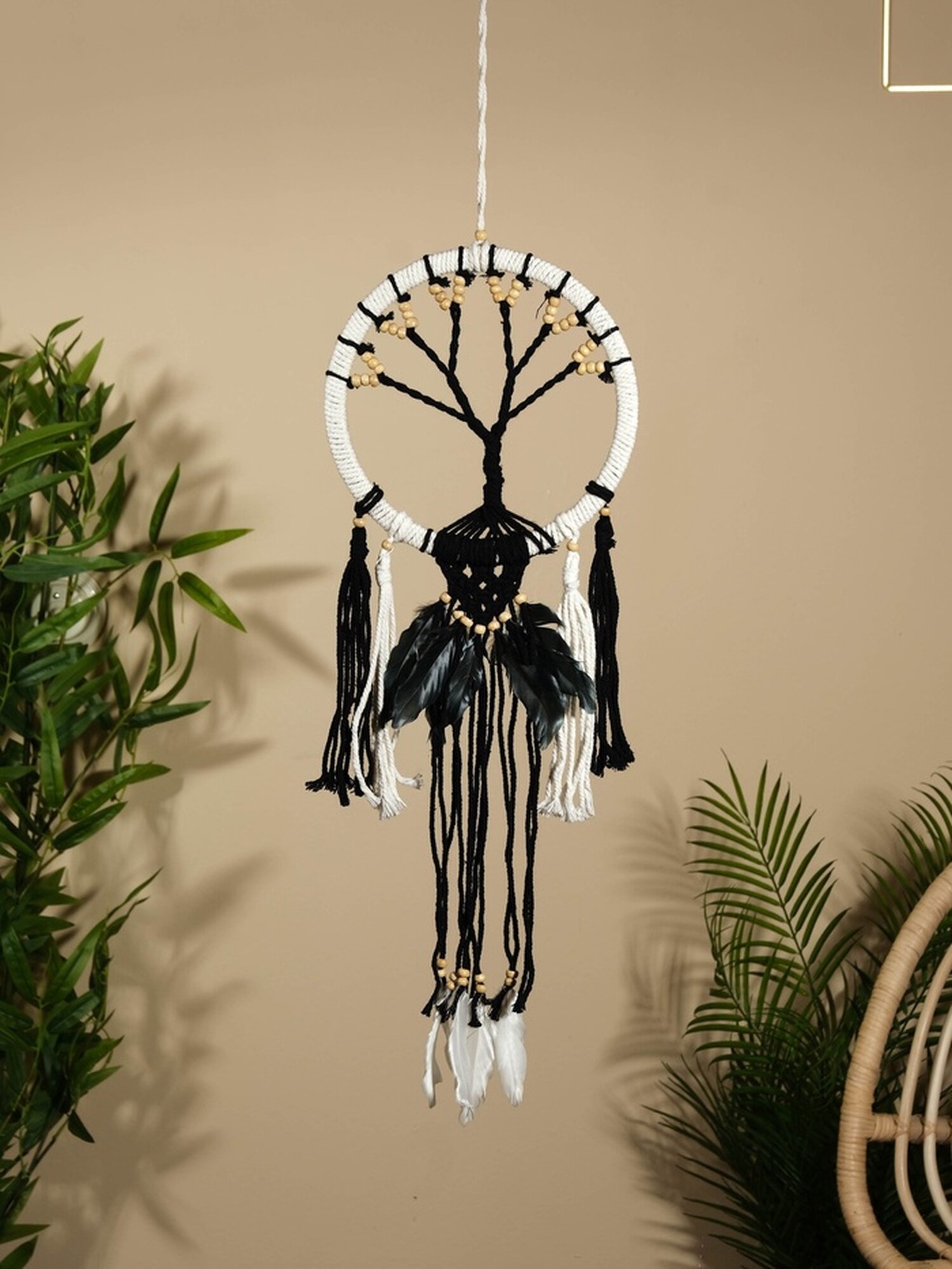 Ловец снов Сима-ленд "Тёмное дерево", белый, чёрный, 22x60 см