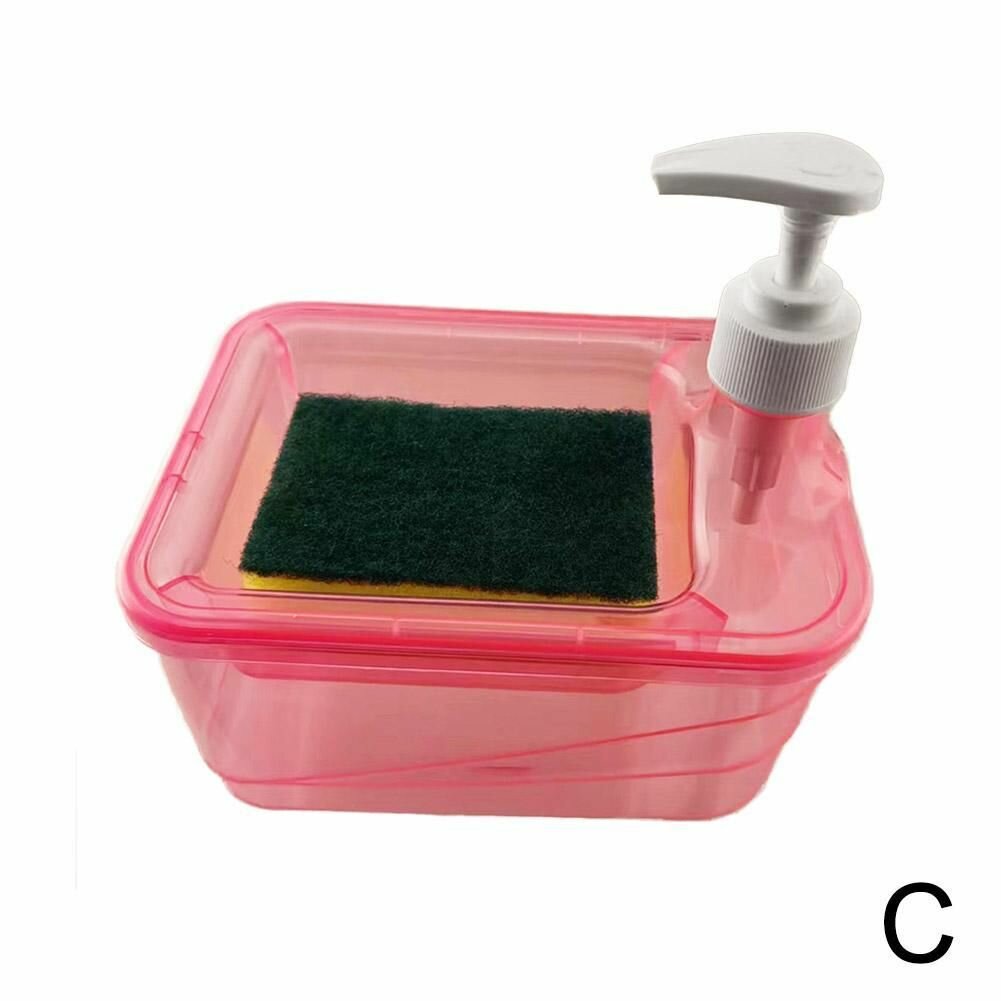 Практичный дозатор для жидкого мыла с держателем для губки - вместительный 1000мл, разные цвета