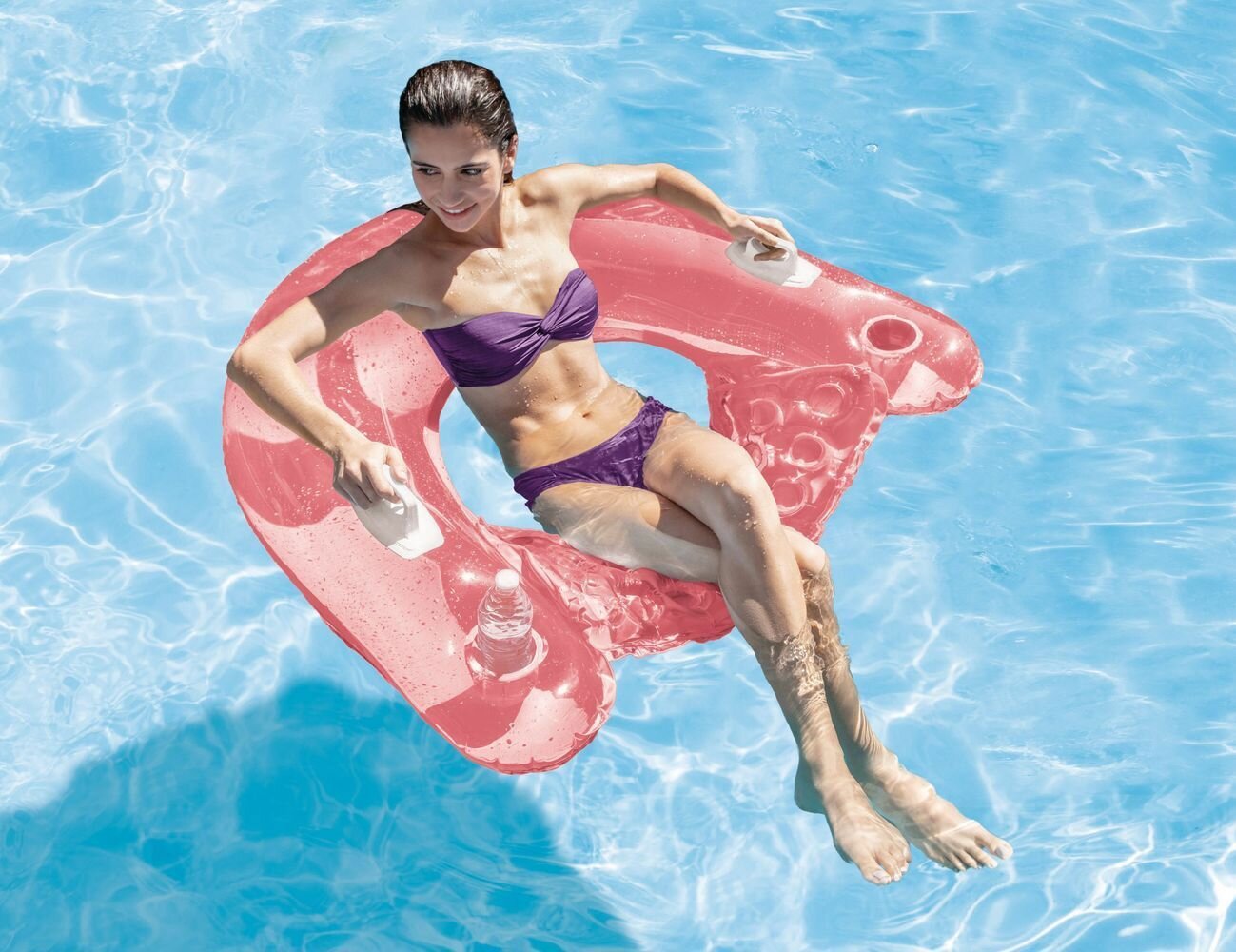 Плавающее надувное кресло Сит энд Флоут (Sit'n Float) розовое 147х99см, 58859-роз