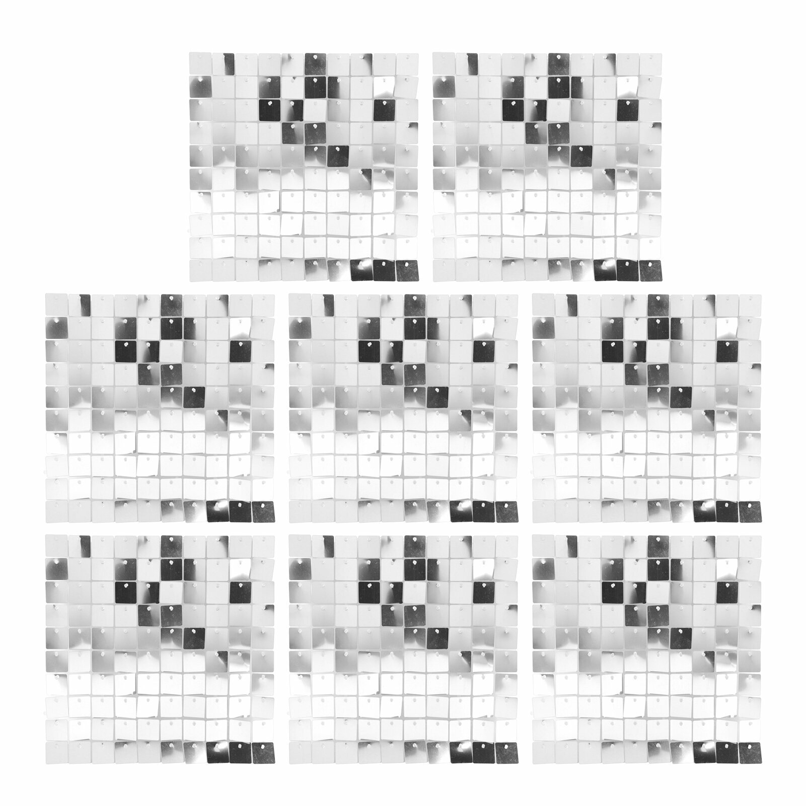 8 панелей с блестящим фоном в виде квадратной стены с пайетками для украшения дня рождения, свадьбы или вечеринки, серебристый цвет.