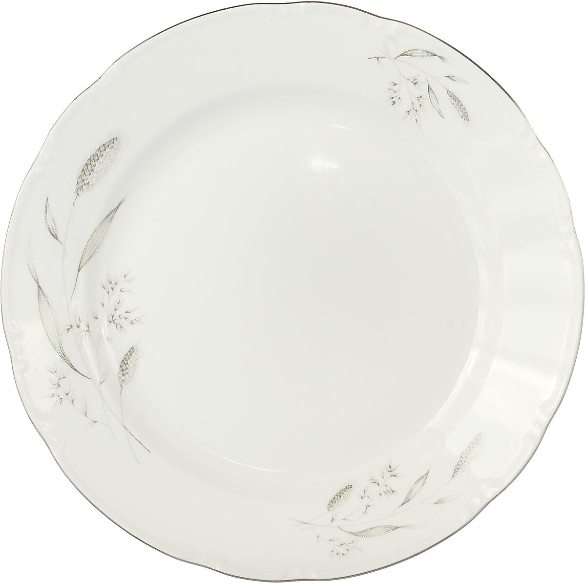Блюдо круглое мелкое 30 см; "Constance", декор "Серебряные колосья, отводка платина", Thun/ БТФ0737