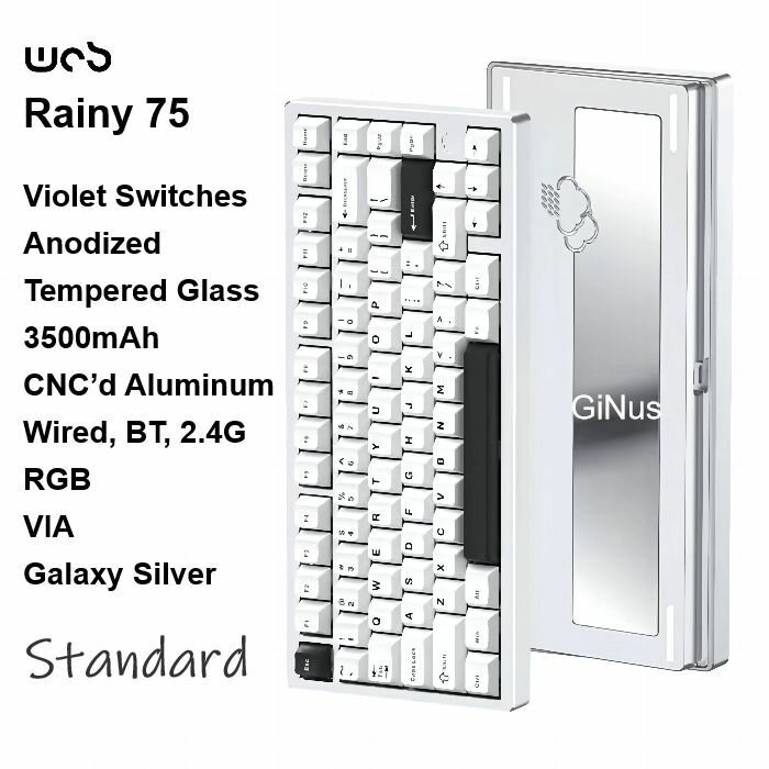 Клавиатура Rainy 75 GalaxySilver VioletSwitches Anodized, радиоканал
