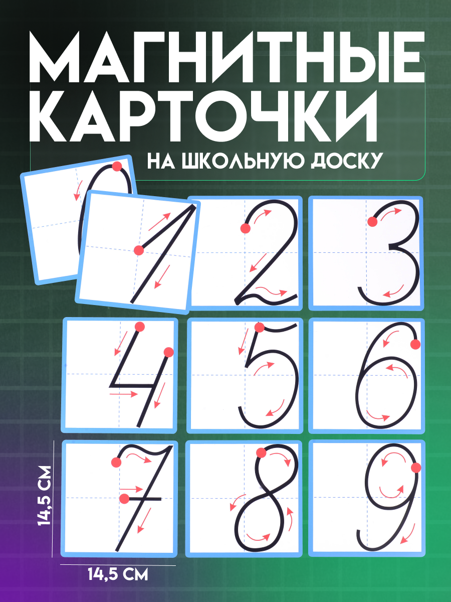 Набор магнитных карточек "Образцы написания цифр" простые