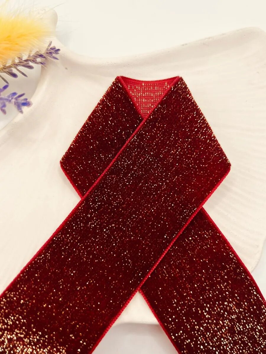 Лента бархатная с люрексом 3,8см (3м)