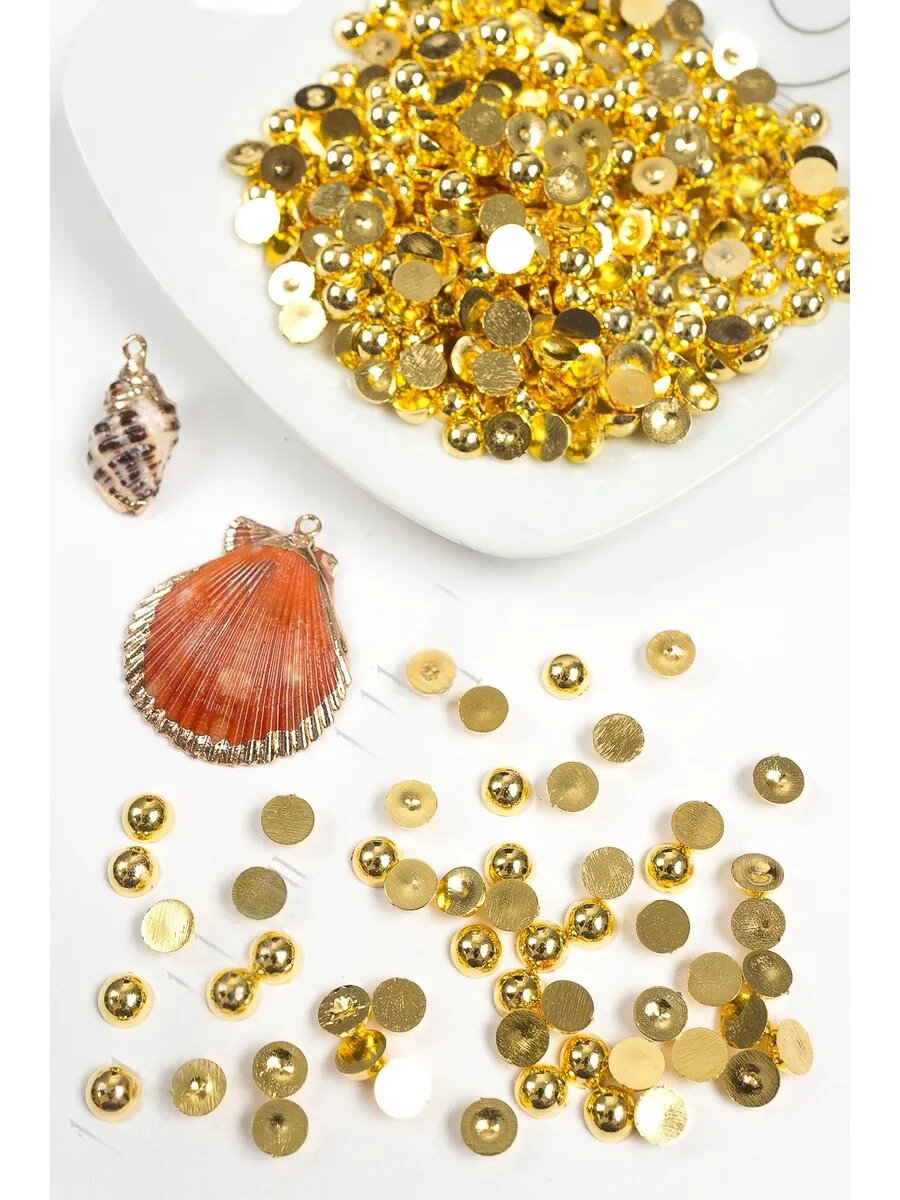 Бусинки половинки металлик 5 мм (100шт)