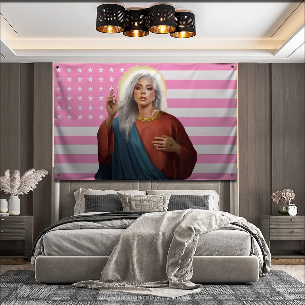 America L-Lady Gaga Singer USA Flag For Garden Flags Party Living Room Home Balcony Wall Decor Banner Bedroom Tapestry Outdoor