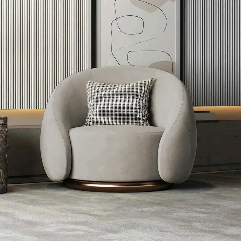 Кресло ROTONDO, велюр, поворотное основание, без рисунка, 90х78х80 см