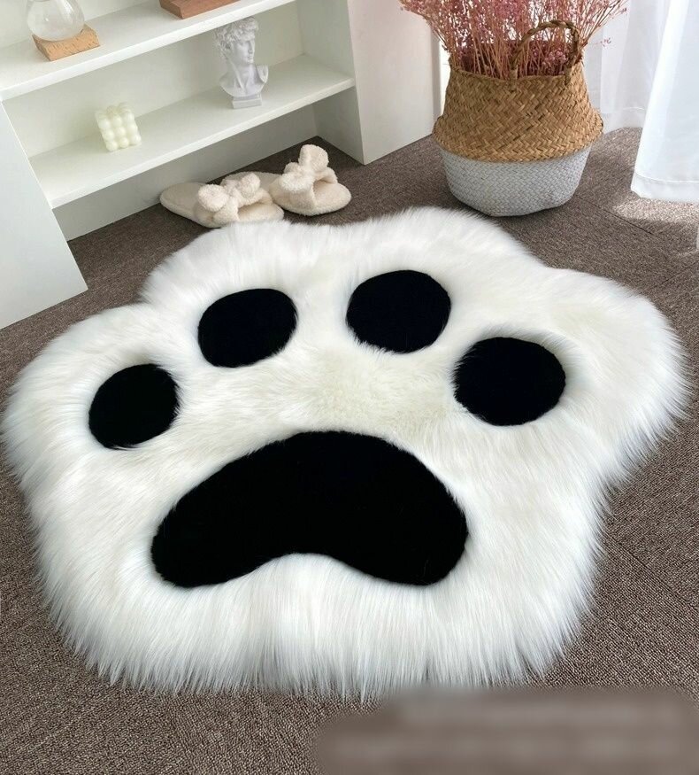 Ковер на пол с длинным ворсом серый ковер комнатный, прикроватный, пушистый в комнату, спальню, гостиную, прихожую Кошачья лапа