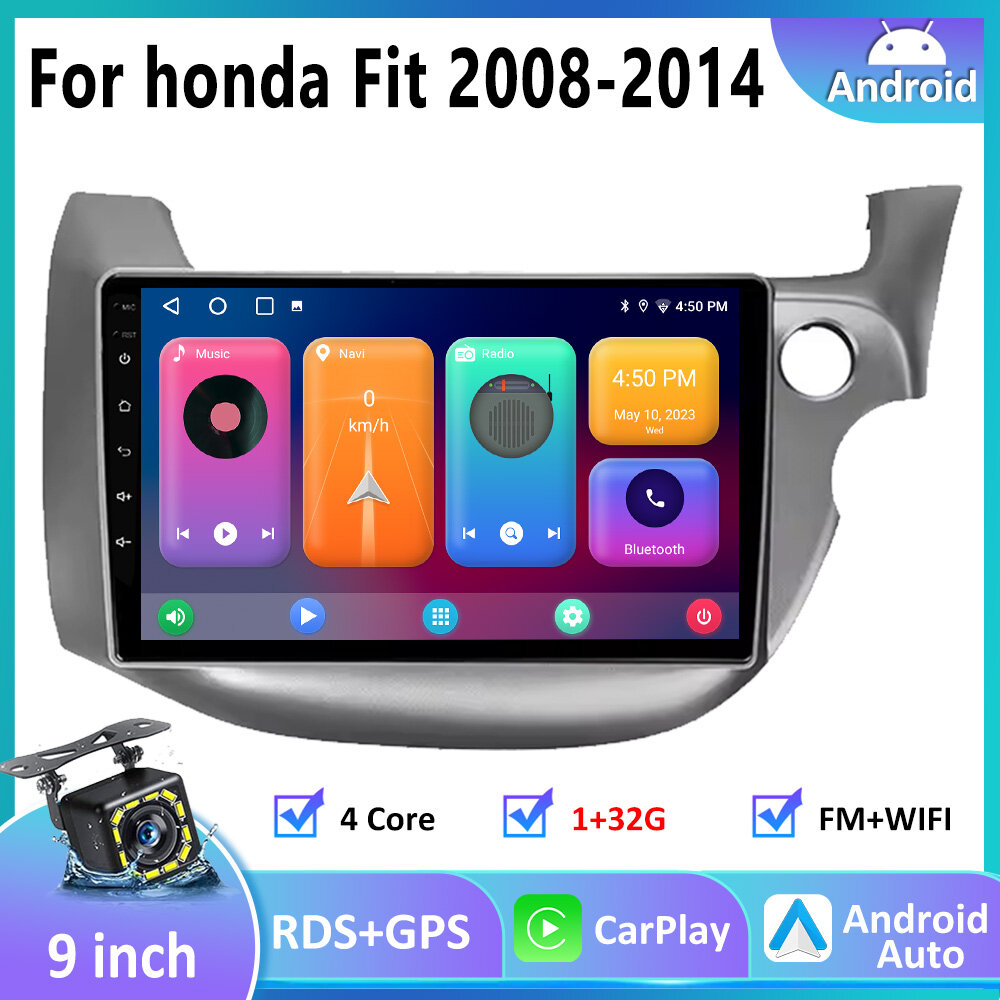 Магнитола для Honda Fit 2008-2014, Автомагнитола для Хонда Подходит ,2din android 1+32G Мультимедиа Bluetooth FM WIFI Автомобильный