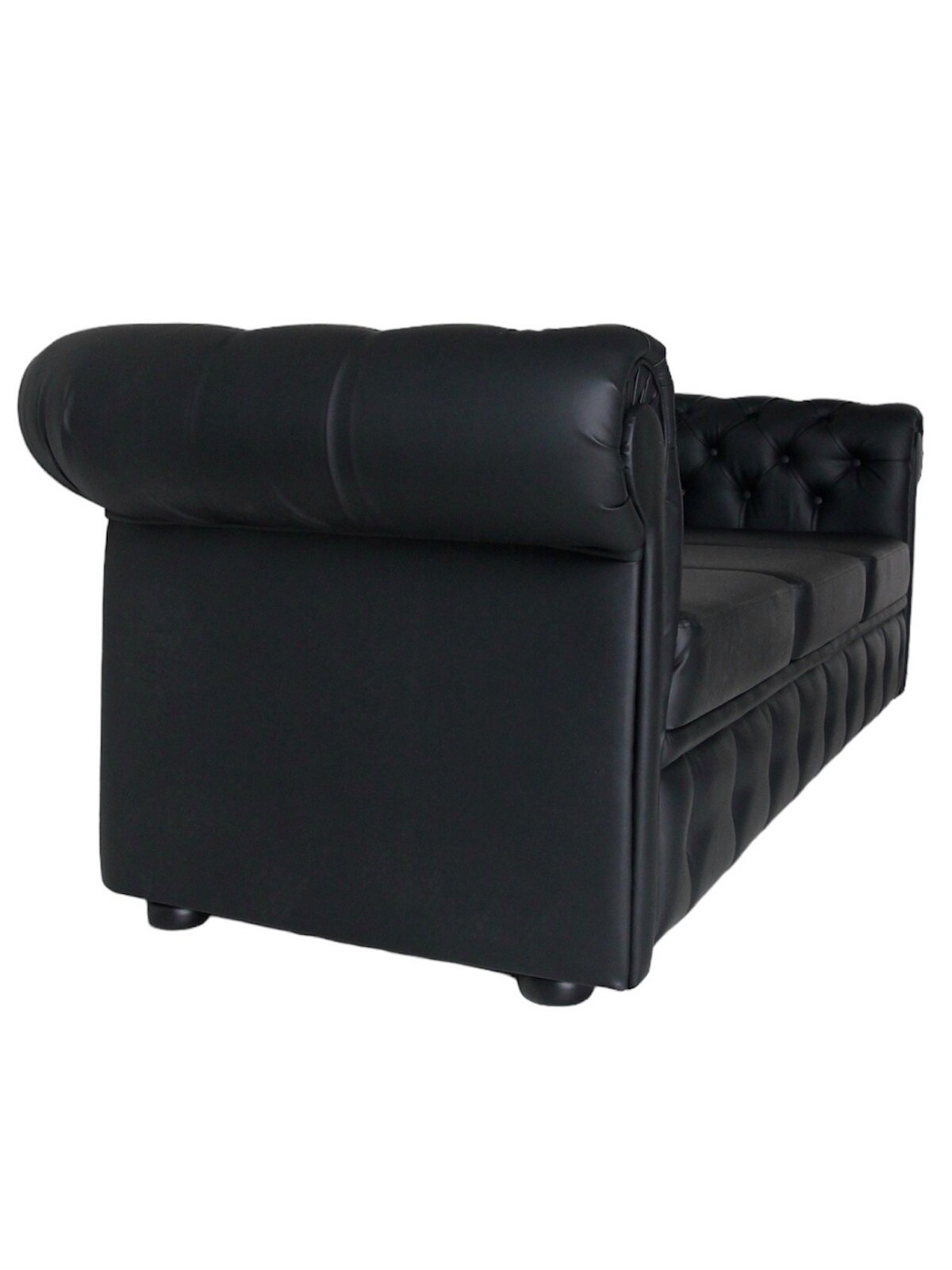 Диван КР Честер трёхместный прямой, 2250х850х750х, экокожа черная