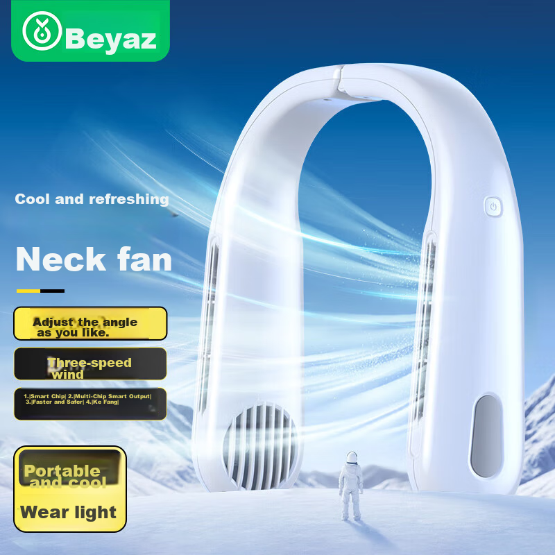 Biaze Neck-Hanging Fan, Portable Wearable Fan, Lazy Neck Fan, Personal Mini USB Rechargeable Fan, Small Outdoor Cooling And Heat Dissipation Device, FS20