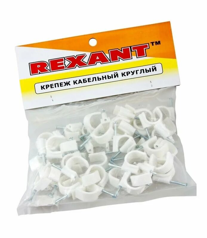 Крепеж кабеля круглый 20 мм, Rexant, белый (упак. 50 шт) {07-4020}