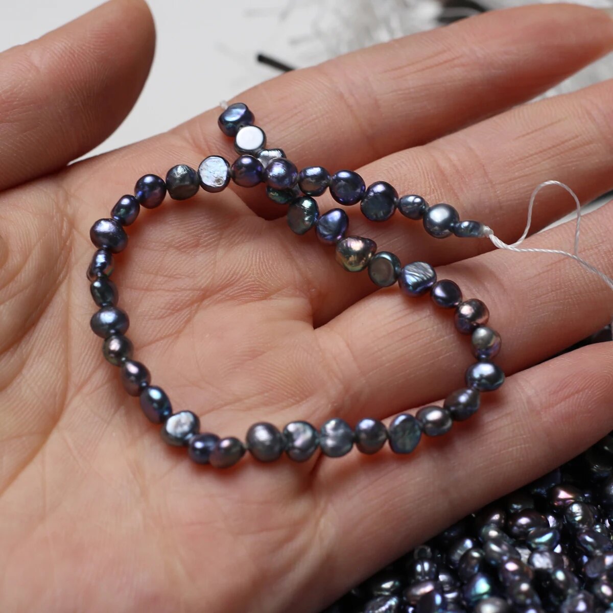 1 нить из натурального пресноводного жемчуга, двухсторонние блестящие черные свободные бусины, подвески для DIY, женщин и мужчин, ожерелье, аксессуары для изготовления ювелирных изделий