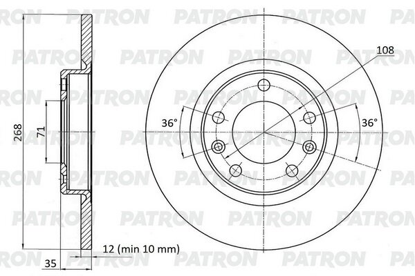 Диск тормозной зад, CITROEN Berlingo C4 PEUGEOT 308 3008 5008 13 PATRON PBD1156