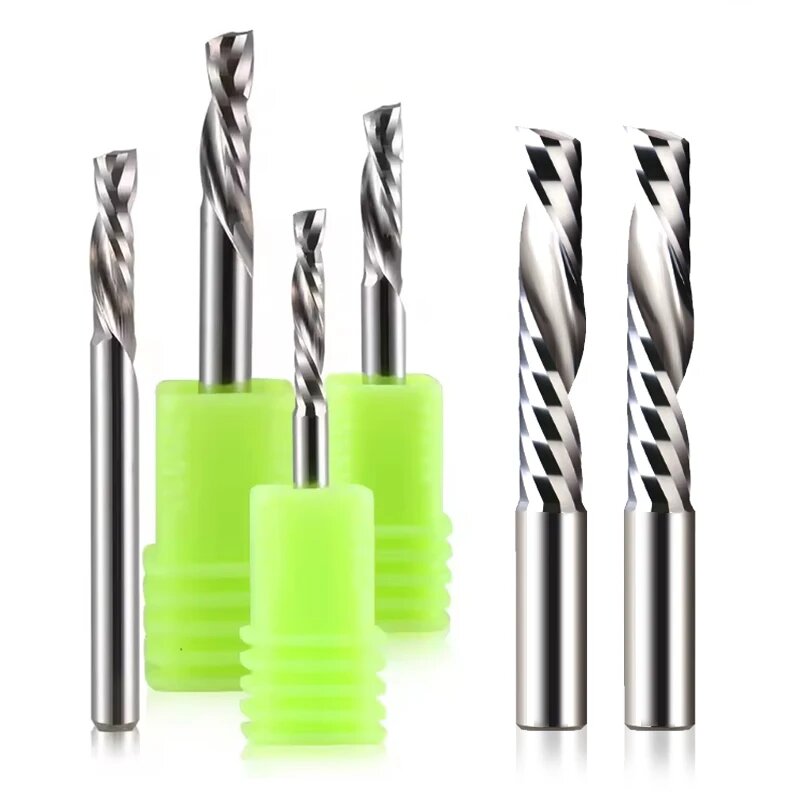 1 шт. 3,175 мм, 4 мм, 5 мм, 6 мм, 8 мм, 10 мм, фреза с левой однозубой, твердосплавная концевая фреза с ЧПУ для акрила, МДФ, дерева 3.175x1x4x38