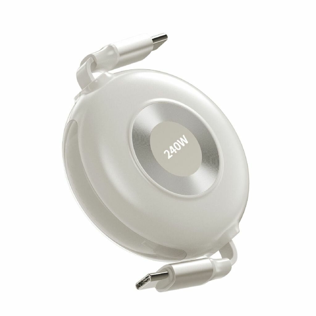 Двойной зарядный кабель type c мощностью 240 Вт, выдвижной для передачи данных-белый