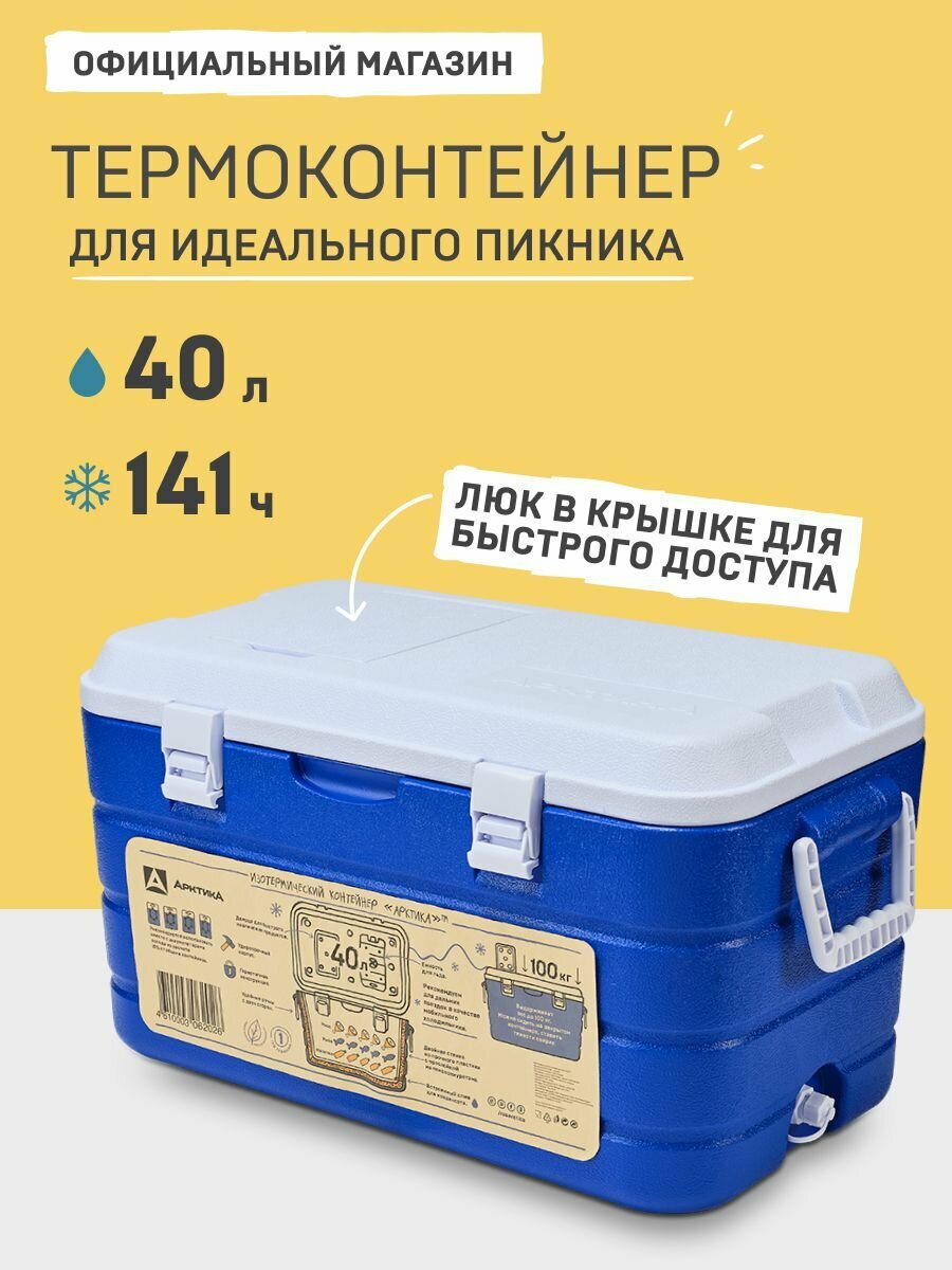 Термоконтейнер 40 л Арктика 2000 для авто и рыбалки синий