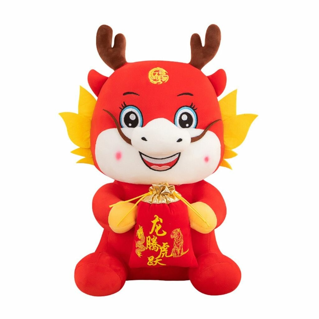 (1 штука) Плюшевая игрушка-талисман Года Дракона-25 см