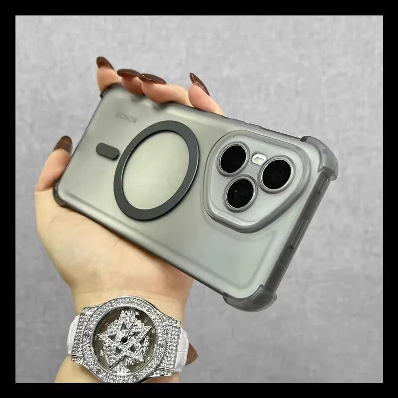 Противоударный магнитный чехол с подушкой безопасности для Xiaomi Redmi Note 14 13 12 11 10 Pro 14C 13C 10C 9C 9T Magsafe Clear Cover