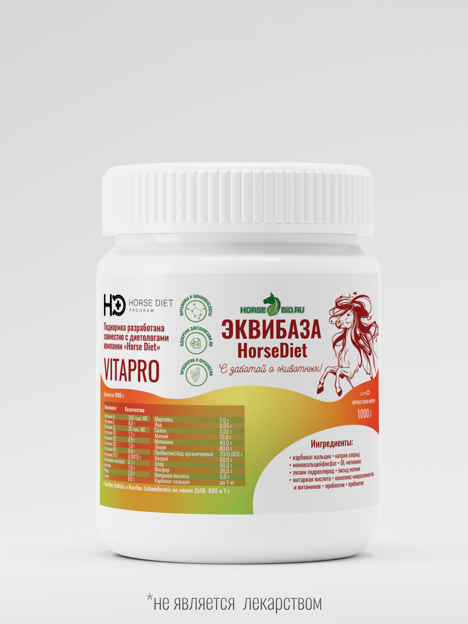 Витаминная подкормка ЭквиБаза VitaPro витамины для лошадей, 1 кг