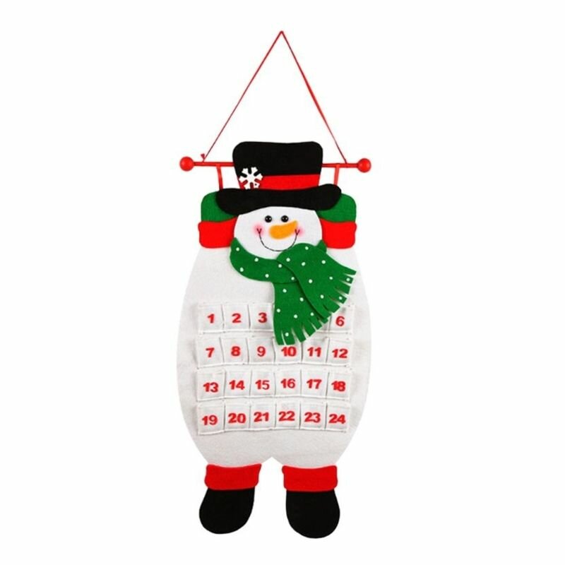 Рождественский календарь Адвента с 24 карманами, фетровый настенный календарь для праздничного украшения, Белый