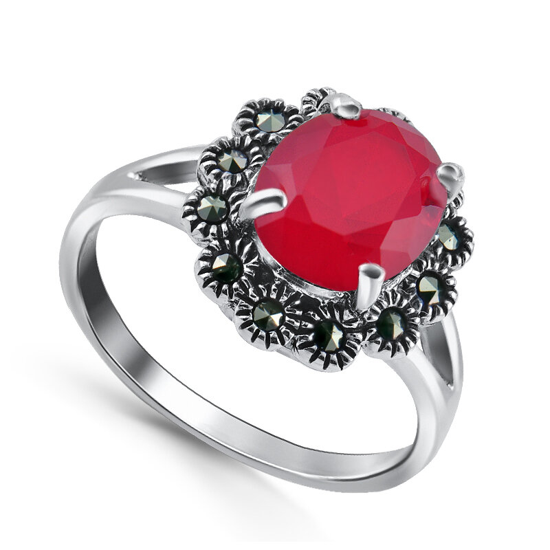 Кольцо, серебро, 925 проба, марказит, фианит