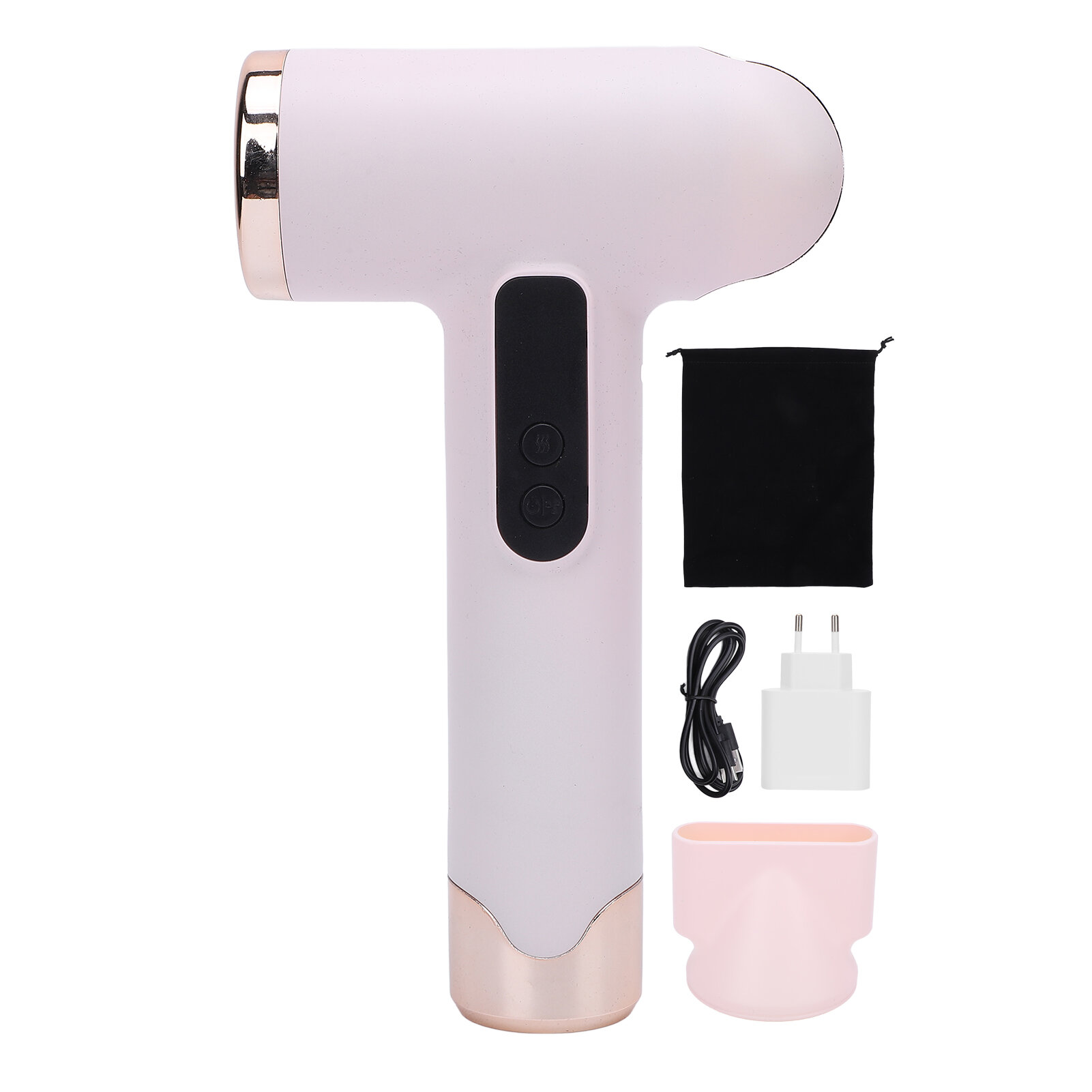 Портативный фен для волос, 100000 об./мин, 200 Вт, USB-перезаряжаемый, беспроводной, аккумулятор 15000 мАч, низкий уровень шума, розовый, евровилка.