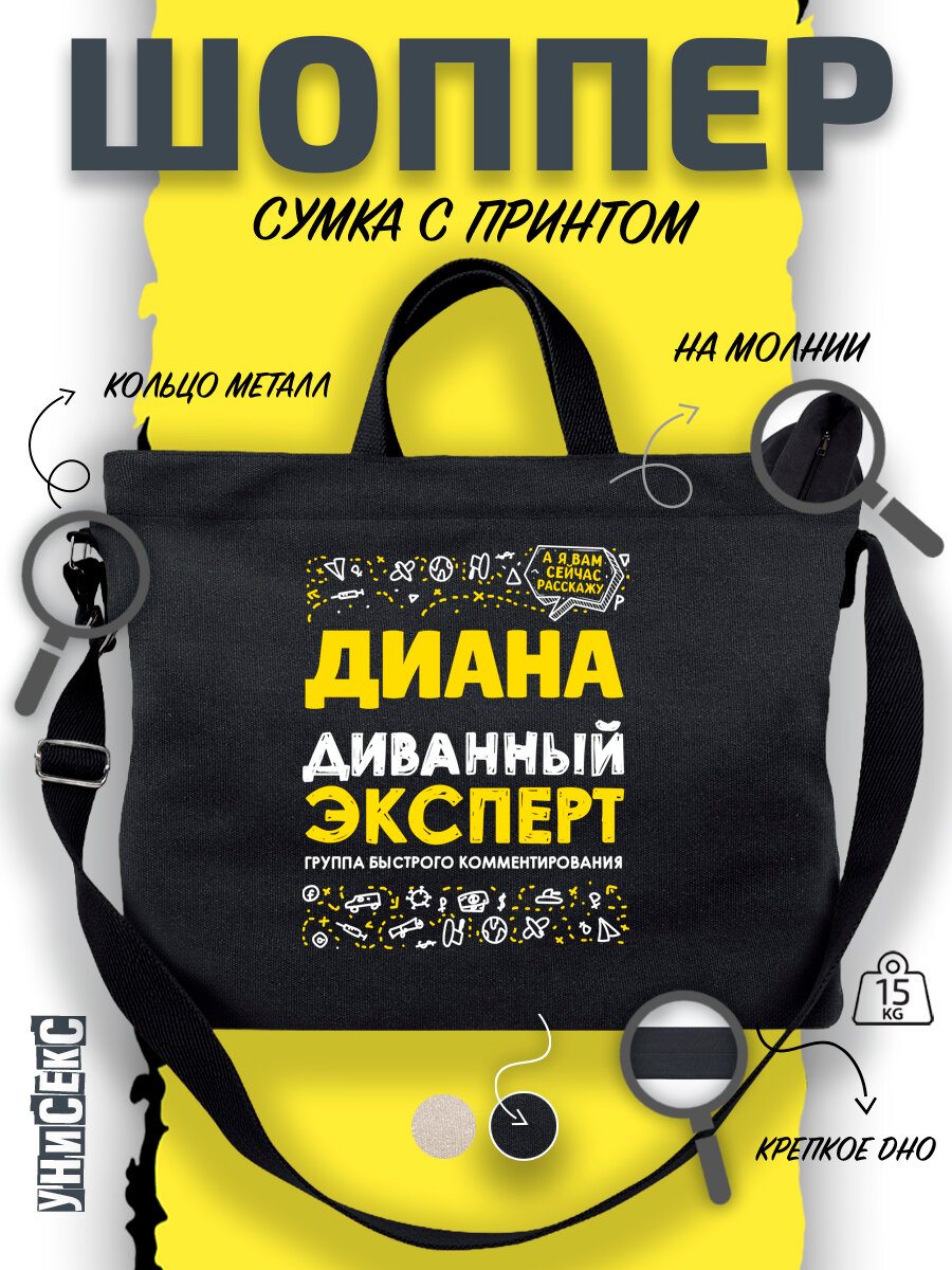 Сумка  шоппер y2k через плечо Диана Дина