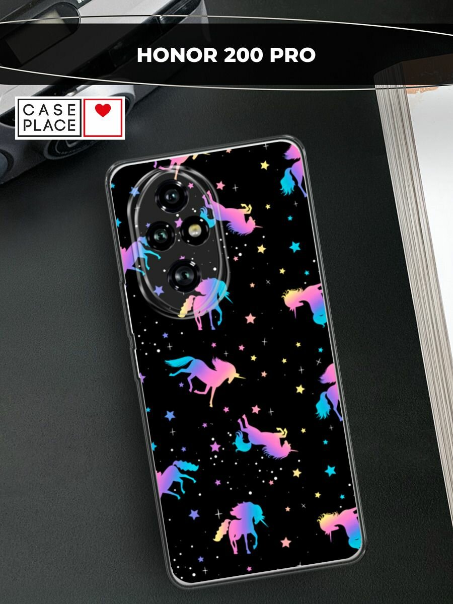 Чехол на Honor 200 Pro / Хонор 200 Про с принтом "Единороги градиент"